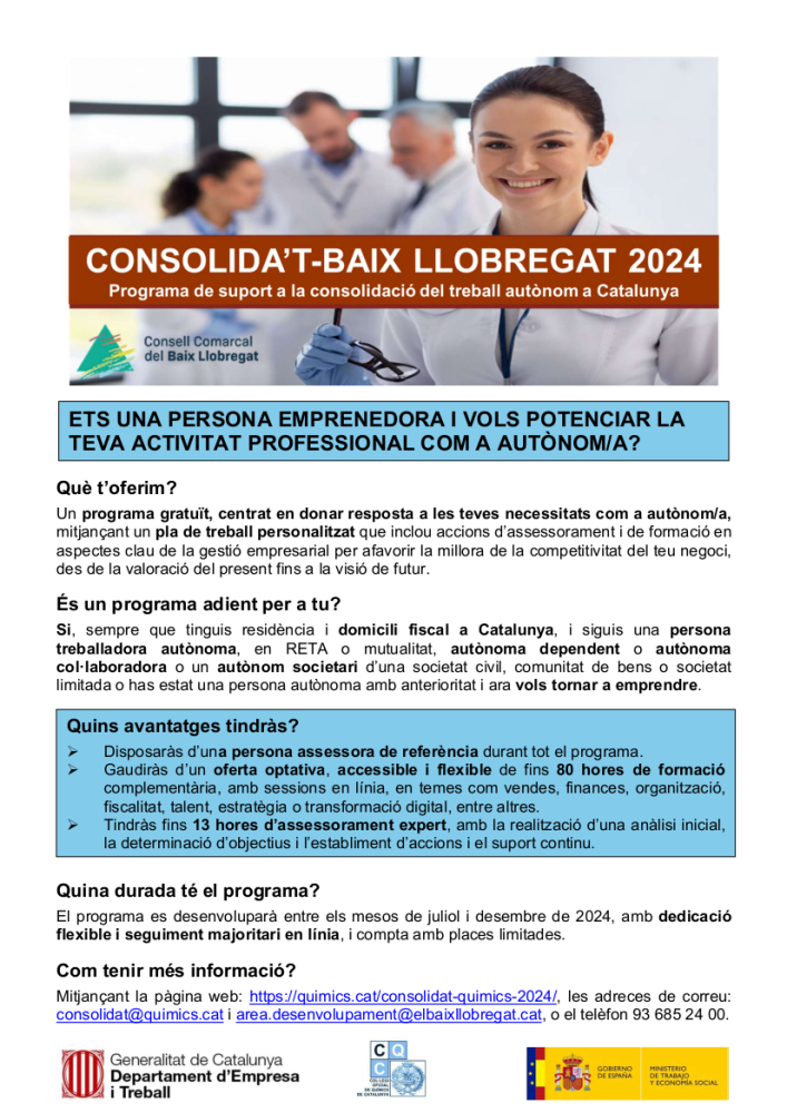 El Consell Comarcal posa en marxa el programa Consolida't, un nou servei de suport i formació a ...